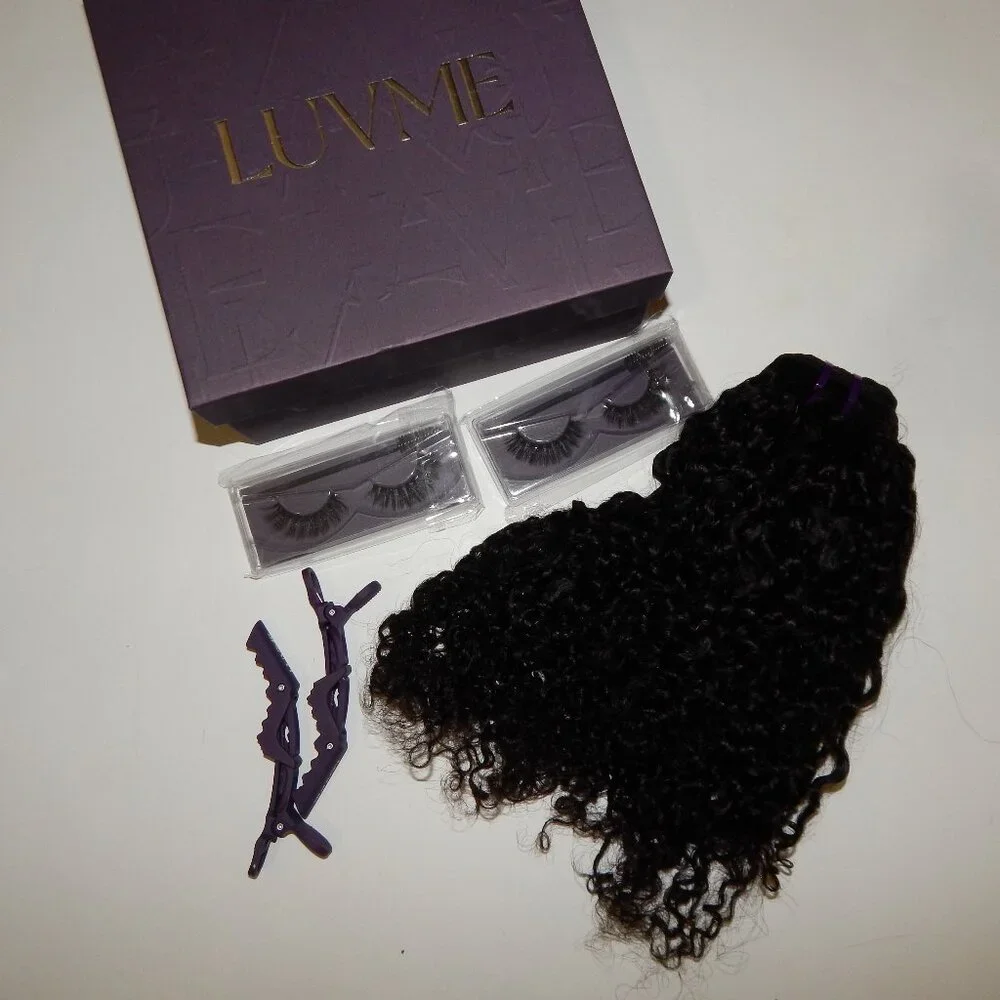 Luvme | Hair | Luvme 6 Black Burmese Curly 10 Human Hair Weft Clip ...